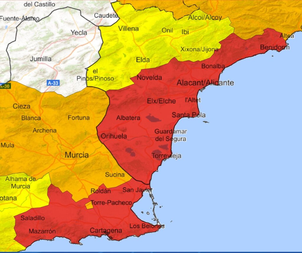 AEMET issues red warning for torrential rain « Euro Weekly News